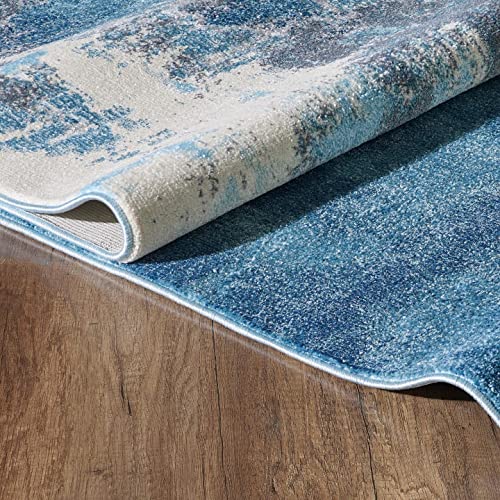 LUXE WEAVERS Rug Nuvola 8722 Blue Distressed Abstract Area Rug 2x3