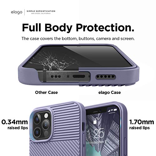 elago Protective Cushion Case Compatible with iPhone 12 and Compatible with iPhone 12 Pro 6.1 Inch (2020) [Purple Grey] - Shock Absorbing Design, Wireless Charging Supported