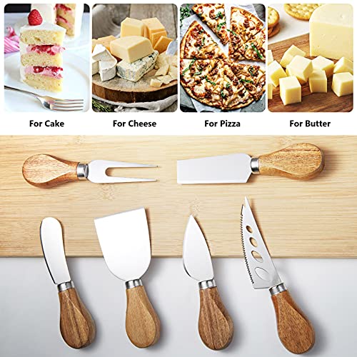 HyChill Cheese Knife Set 6-piece Cheese Knife with Acacia Wood Handle Stainless Steel Cheese Slicer Cheese Cutter…