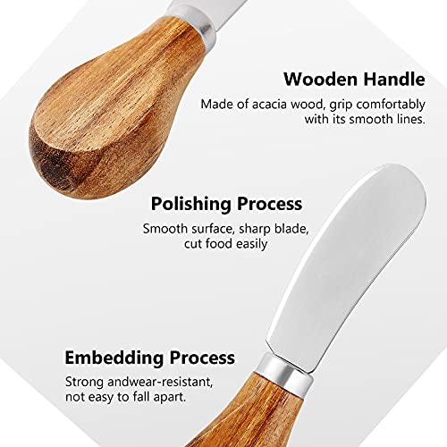 HyChill Cheese Knife Set 6-piece Cheese Knife with Acacia Wood Handle Stainless Steel Cheese Slicer Cheese Cutter…