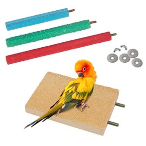 gagiland parrot bird perch stand natural wood platform bird nail trimmer perch paw grinding stick for parakeet cockatiels lovebirds bird cage accessories random color