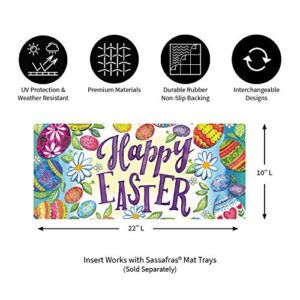 Evergreen Sassafras Happy Easter Eggs Interchangeable Entrance Doormat | Indoor and Outdoor | 22-inches x 10-inches | Non-Slip Backing | All-Season | Low Profile | Home Décor