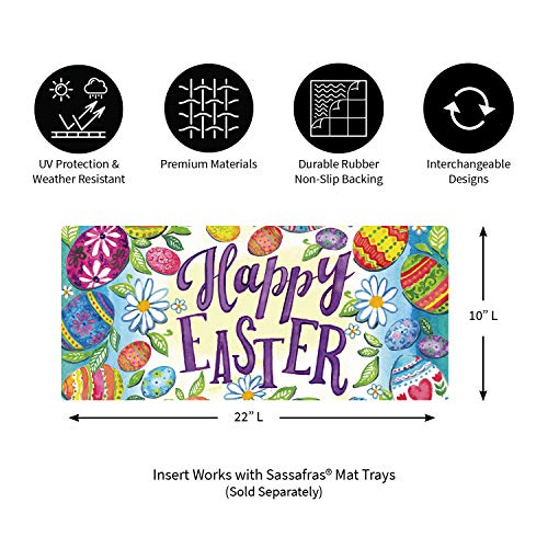 Evergreen Sassafras Happy Easter Eggs Interchangeable Entrance Doormat | Indoor and Outdoor | 22-inches x 10-inches | Non-Slip Backing | All-Season | Low Profile | Home Décor