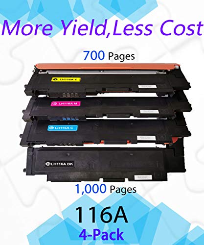 EASYPRINT (BCMY) Compatible 116 Toner Cartridge Replacement for HP 116A Used for Color Laser MFP 179Fnw, 178nw, 179fwg; 150a 150nw 150 Series Printer, (Total 4-Pack, W2060A W2061A W2062A W2063A)