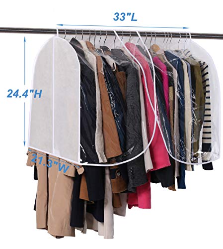 SLEEPING LAMB Extra Large Hanging Garment Rack Cover Storage with Clear PVC Window Dust Shoulder Cover Clothes Dress Suits Coat Protectors for Closet, 2 Packs, White