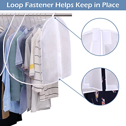 SLEEPING LAMB Extra Large Hanging Garment Rack Cover Storage with Clear PVC Window Dust Shoulder Cover Clothes Dress Suits Coat Protectors for Closet, 2 Packs, White