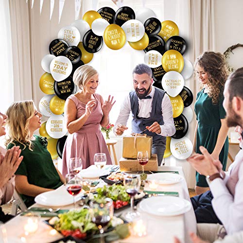 48 Pieces 12 Inches Retirement Balloons Decoration Happy Retirement Supplies Fun Retirement Latex Balloons for Women and Men Retirement Party Decoration Indoor Outdoor (Black, White, Gold)