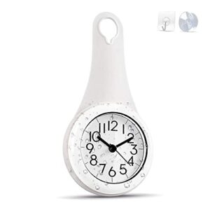 biramba miniata wall clock kitchen clock household bathroom waterproof small digital wall clock silent home decor shower clock with sucker (white)