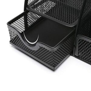 Desk Organizer,Office Supplies Desk Organization Accessories Pen Holder Organizers Set Multi-Functional Mesh Storage Caddy with 8 Compartments + 1 Drawer for Office School Home Supply