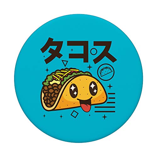 Kawaii Japanese writing anime cartoon character tacos PopSockets Grip and Stand for Phones and Tablets