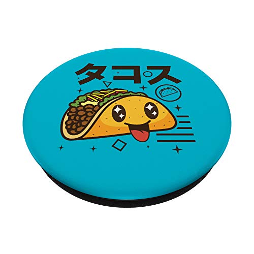 Kawaii Japanese writing anime cartoon character tacos PopSockets Grip and Stand for Phones and Tablets