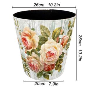 Scakbyer 10L Wastebasket Retro Decorative Trash Can Waterproof PU Leather Wastebasket Without Lid for Kitchen, Office, Living Room, Bedroom