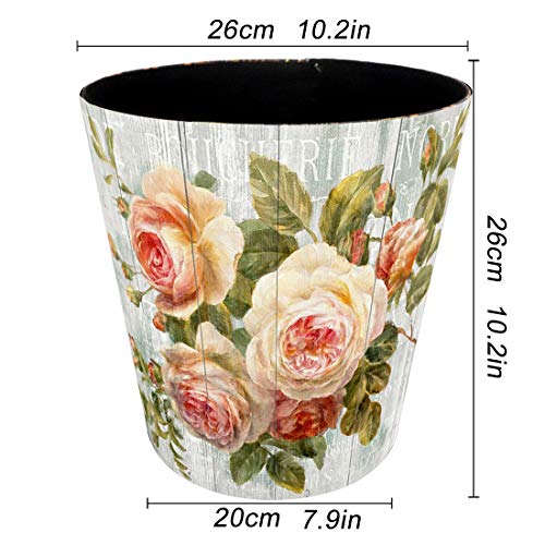 Scakbyer 10L Wastebasket Retro Decorative Trash Can Waterproof PU Leather Wastebasket Without Lid for Kitchen, Office, Living Room, Bedroom