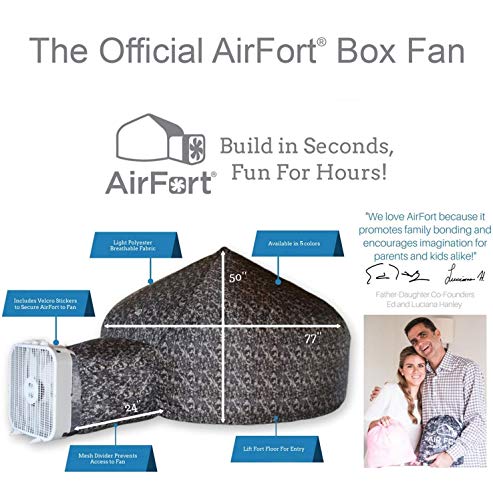 AIR FORT 20" inch Box Fan - 3 Settings, Carry Handle, White Square Fan