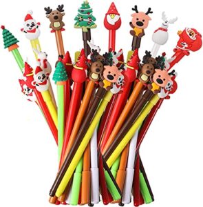 christmas gel ink pen novelty rollerball pens black gel ink for school boys and girls office supplies, 8 style - christmas tree, snowman, reindeer, santa claus (64pieces)