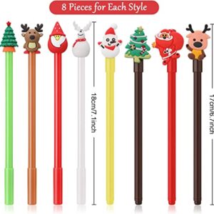 Christmas Gel Ink Pen Novelty Rollerball Pens Black Gel Ink for School Boys and Girls Office Supplies, 8 Style - Christmas Tree, Snowman, Reindeer, Santa Claus (64Pieces)