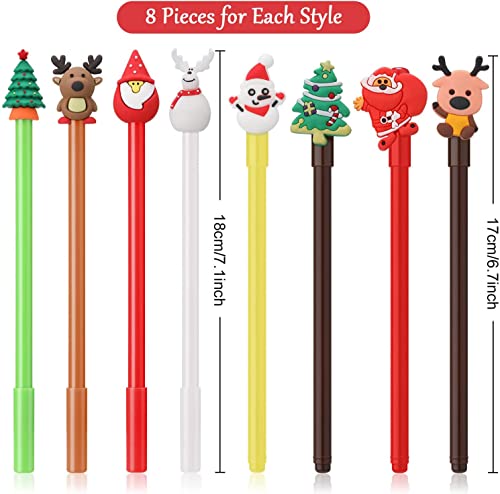 Christmas Gel Ink Pen Novelty Rollerball Pens Black Gel Ink for School Boys and Girls Office Supplies, 8 Style - Christmas Tree, Snowman, Reindeer, Santa Claus (64Pieces)