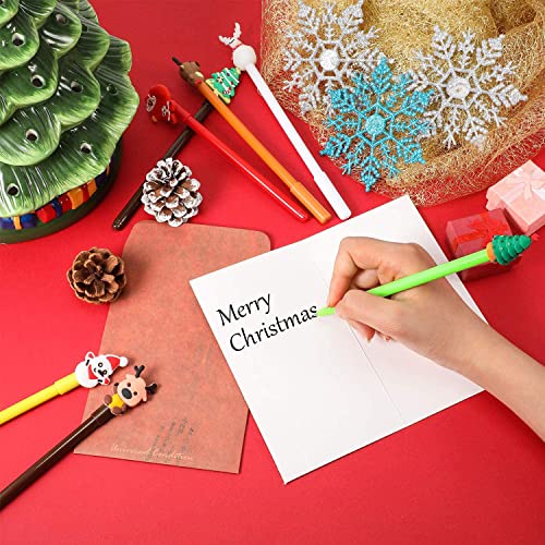 Christmas Gel Ink Pen Novelty Rollerball Pens Black Gel Ink for School Boys and Girls Office Supplies, 8 Style - Christmas Tree, Snowman, Reindeer, Santa Claus (64Pieces)