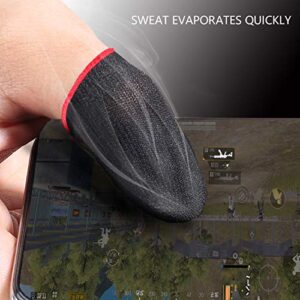 MOMOFLY 150 Second Quick Dry Ultra-Thin Carbon Fiber (16 PCs) Gaming Thumb Sleeves Touch Screen Anti-Sweat Shoot Aim Finger Cot for PUBG Mobile, Mobile Gaming, Android iOS Tablet (RED)