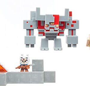 Mattel Minecraft Dungeons Redstone Monstrosity Mangle with Redstone Monstrosity, Armored Valorie, Iron Golem, Summoned Wolf, Battle in a Box, Gift for Kids Age 6 and Older