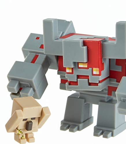 Mattel Minecraft Dungeons Redstone Monstrosity Mangle with Redstone Monstrosity, Armored Valorie, Iron Golem, Summoned Wolf, Battle in a Box, Gift for Kids Age 6 and Older