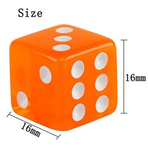 50 Pack 6 Sided Game Dice 16MM Acrylic Dice for Board Games and Teaching Math, 10 Colors