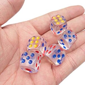 50 Pack 6 Sided Game Dice 16MM Acrylic Dice for Board Games and Teaching Math, 10 Colors