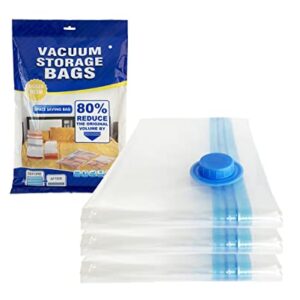 Vacuum Storage Bags 3 Pack Large Vacuum sealed bags for Clothes 3 Large (32x24“) Premium Reusable Space Saving storage bags for comforters and blankets (3, Large)