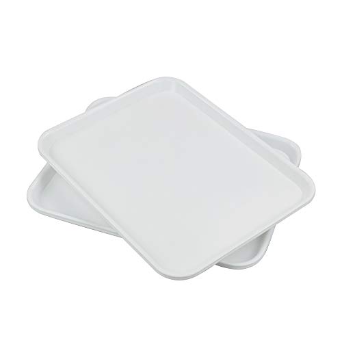 Nesmilers Plastic Fast Food Trays, Cafeteria Trays, 4 Pack Serving Trays (White)