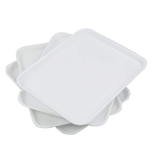 Nesmilers Plastic Fast Food Trays, Cafeteria Trays, 4 Pack Serving Trays (White)