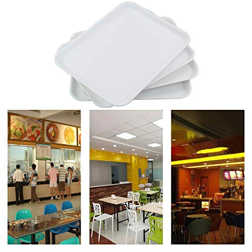 Nesmilers Plastic Fast Food Trays, Cafeteria Trays, 4 Pack Serving Trays (White)