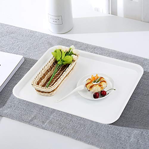 Nesmilers Plastic Fast Food Trays, Cafeteria Trays, 4 Pack Serving Trays (White)