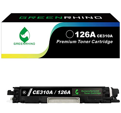 GREENRHINO Remanufactured Toner Cartridge Replacement for HP 126A CE310A CP1021 CP1022 CP1023 CP1025 CP1025nw CP1026nw CP1027nw CP1028nw ; MFP M175 M275 (Black, 1-Pack)