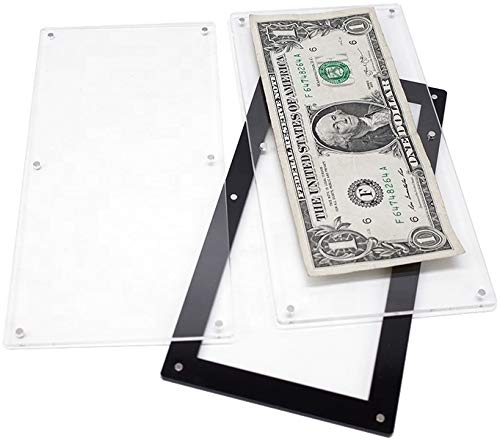 yashchykov Dollar Bill Frame - Money Frame Display - Currency Holder - Clear Picture Frame – Bill Holder (Black Acrylic)