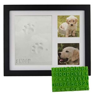 Ultimate Dog or Cat Pet Pawprint Keepsake Kit & Picture Frame - Premium Wooden Photo Frame, Clay Mold for Paw Print & Free Bonus Stencil. Makes a Personalized Gift for Pet Lovers and Memorials (Black)