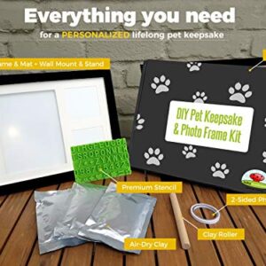 Ultimate Dog or Cat Pet Pawprint Keepsake Kit & Picture Frame - Premium Wooden Photo Frame, Clay Mold for Paw Print & Free Bonus Stencil. Makes a Personalized Gift for Pet Lovers and Memorials (Black)