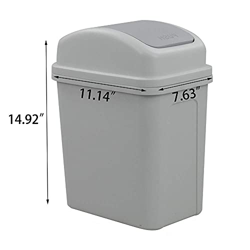 Minekkyes 3 Gallon Plastic Garbage Can, Kitchen Trash Can with Lid, 1 Pack (Grey)