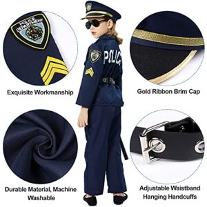 Police Dress Up Costume Set Shirt, Pants, Hat, Belt, Whistle, Gun Holster and Walkie Talkie (Small (5-7 year))