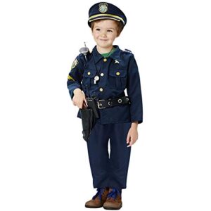 Police Dress Up Costume Set Shirt, Pants, Hat, Belt, Whistle, Gun Holster and Walkie Talkie (Small (5-7 year))