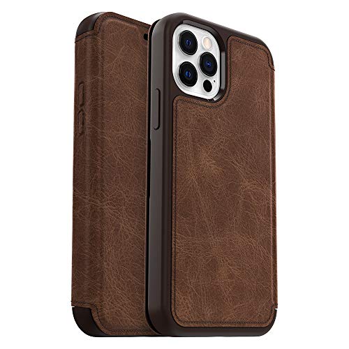 OtterBox iPhone 12 & iPhone 12 Pro Strada Series Case - ESPRESSO (DARK BROWN/WORN BROWN LEATHER), card holder, genuine leather, pocket-friendly, folio case