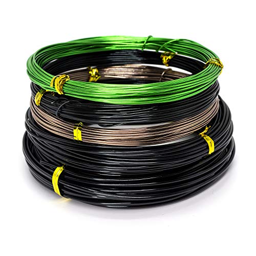 FALIDI Bonsai Wire with Cutter Kit - 5 Roll Tree Training Wires 164 Feet Total .Anodized Aluminum Wire 1mm/1.5mm/2.0 mm Training Wire，for Bonzai Trees Indoor