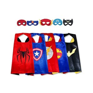 Superhero Themed Birthday Party Supplies Kid's Cosplay Game Costume Avenger Capes & Mask Happy Birthday Banner Balloons Decorations Perfect for Boys and Girls Birthday Party,Super Hero Party Favors