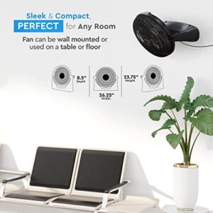 Comfort Zone CZHV201BS 20” PowrCurve Wall-Mountable High Velocity 3-Speed Floor Fan with 180-Degree Adjustable Tilt, Black