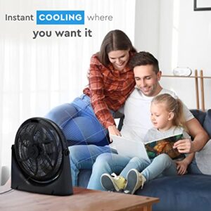 Comfort Zone CZHV201BS 20” PowrCurve Wall-Mountable High Velocity 3-Speed Floor Fan with 180-Degree Adjustable Tilt, Black