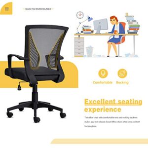 Furniwell Office Chair Home Office Desk Chair Mid Back Mesh Desk Chair Ergonomic Lumbar Support Computer Chair Swivel Rolling Task Chair with Armrest (Black)