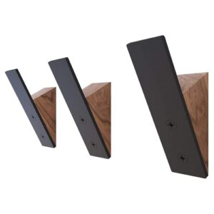 wall coat hook rack - set of 3 - black walnut wood black metal hooks for hanging coats - hat hooks for wall - decorative wall hooks - hat hangers for wall