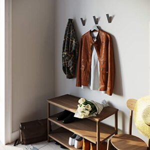 Wall Coat Hook Rack - Set of 3 - Black Walnut Wood Black Metal Hooks for Hanging Coats - Hat Hooks for Wall - Decorative Wall Hooks - Hat Hangers for Wall