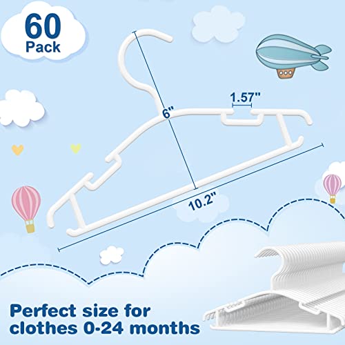 GoodtoU Baby Hangers for Closet 60Pack White Baby Clothes Hangers Bulk Kids Plastic Hangers Toddler Hangers Plastic Infant Hangers for Closet