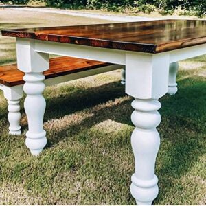 CAROLINA LEG CO. Curvy Dining and Bench Combo - Unfinished American Pine - Set of 4 Dining and Bench Legs - Made in North Carolina