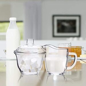 Nicunom Glass Sugar and Creamer Set for Coffee and Tea, Clear Cream Pitcher and Sugar Bowl with Lid, Cream Jug Sugar Jar, Coffee Serving Set